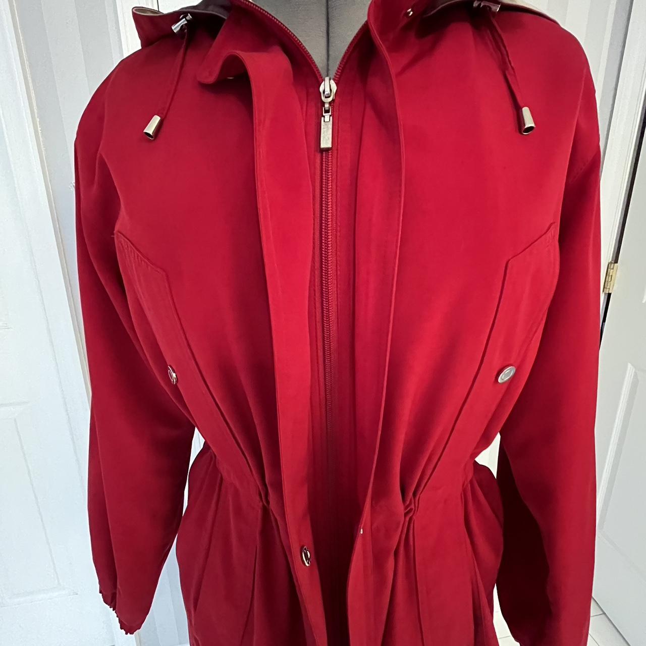 Bold and functional raincoat/ jacket. Rich red color... - Depop