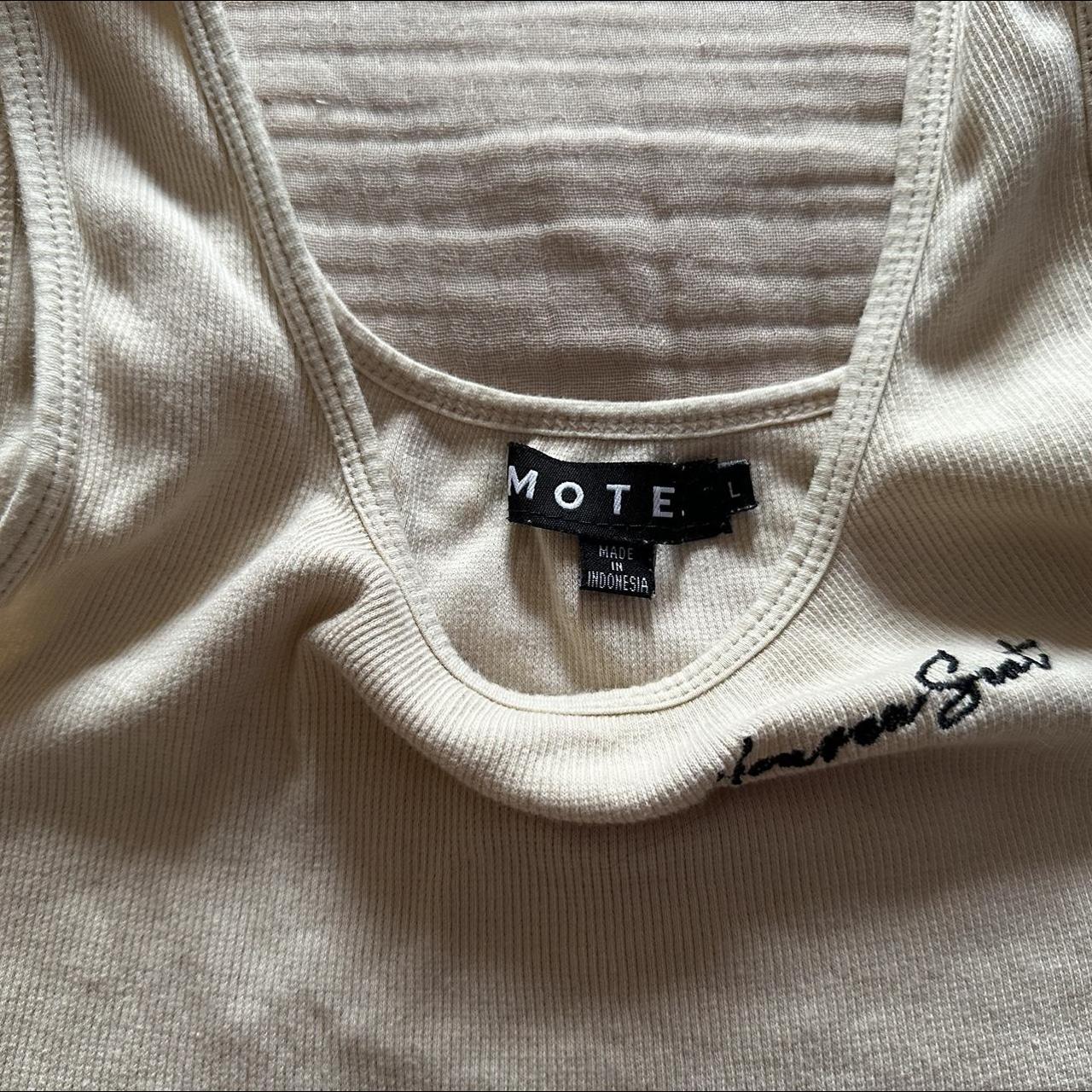 motel rocks cropped top, beige/cream colour. ribbed... - Depop