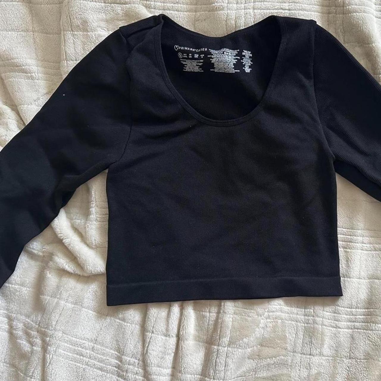 primark black top, long sleeve, ribbed material.... - Depop