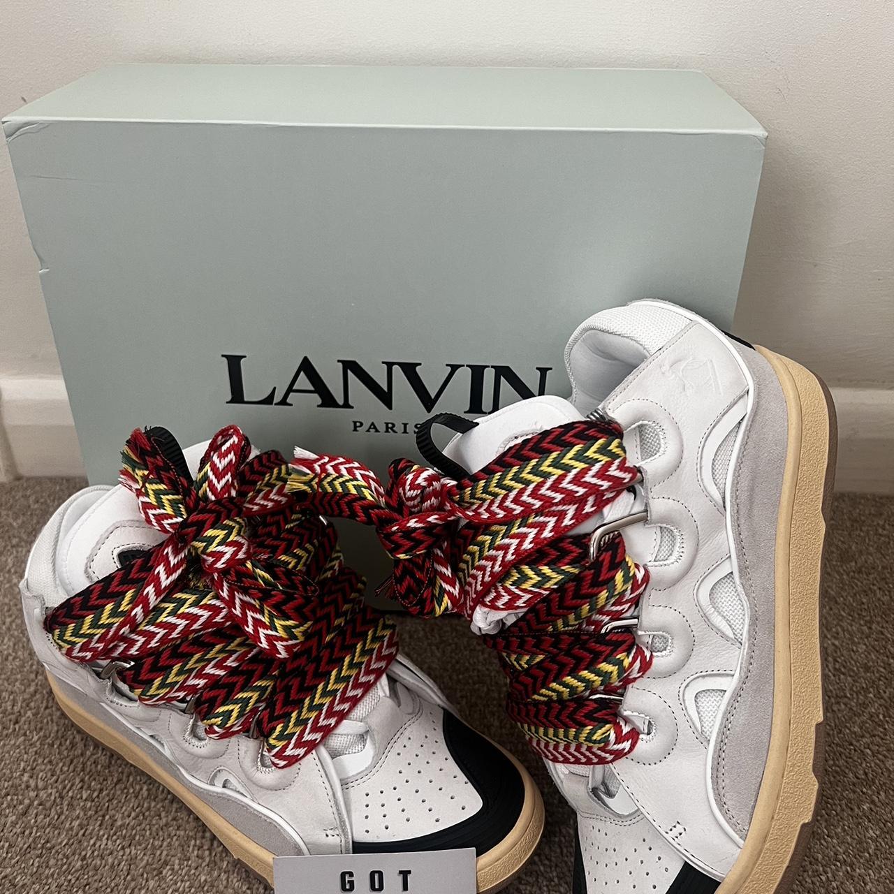 Lanvins White & Grey Leather Crub Sneakers Comes... - Depop
