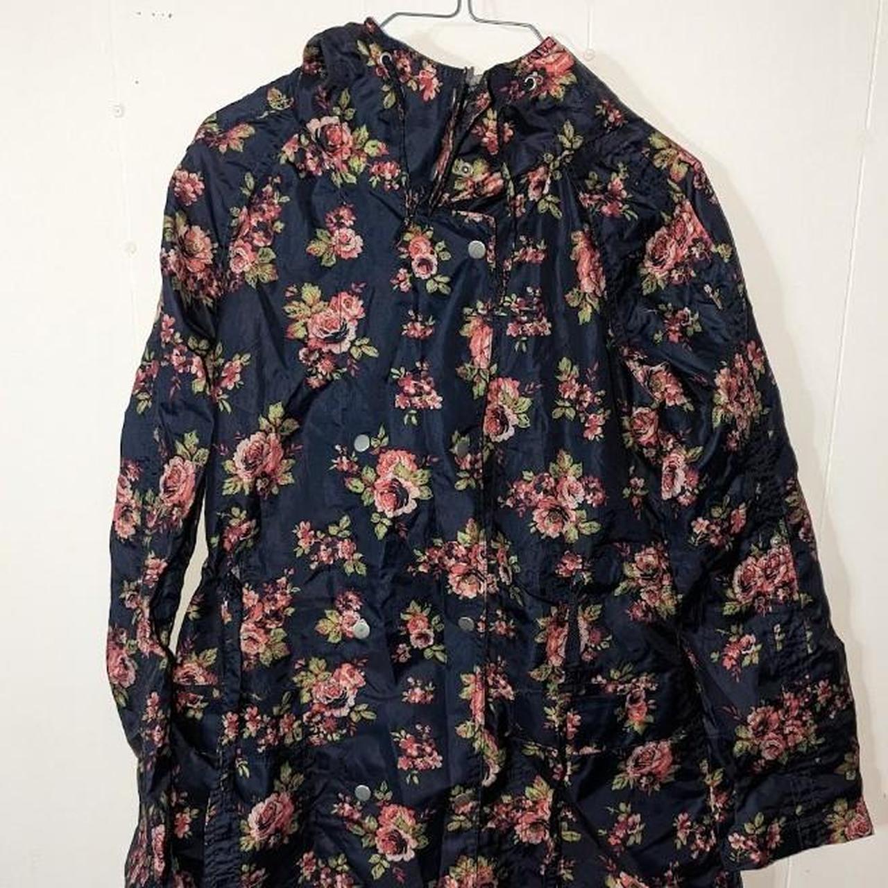 Size US Women's large Raincoat Navy blue with pink... - Depop