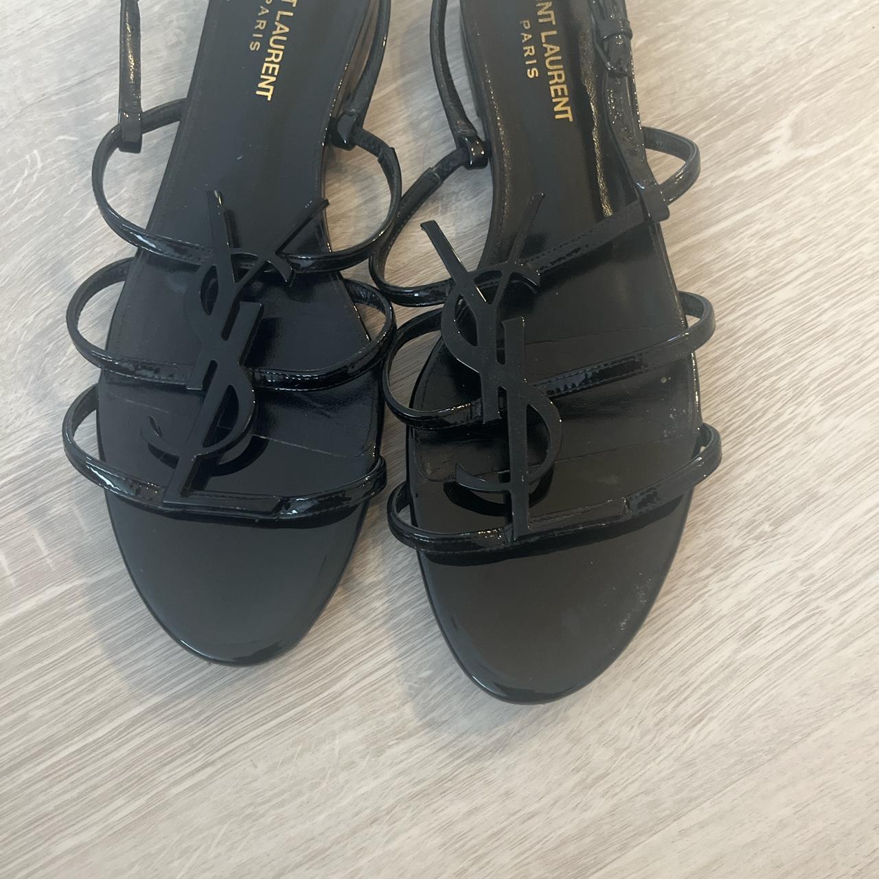 YSL slides shiny material so Everytime I wear them... - Depop