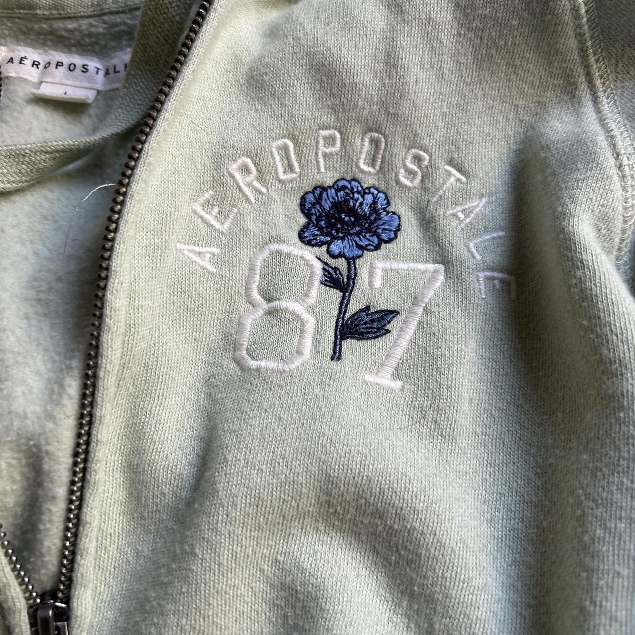 Green Aeropostale Zip Up Hoodie With Arm and Chest... - Depop
