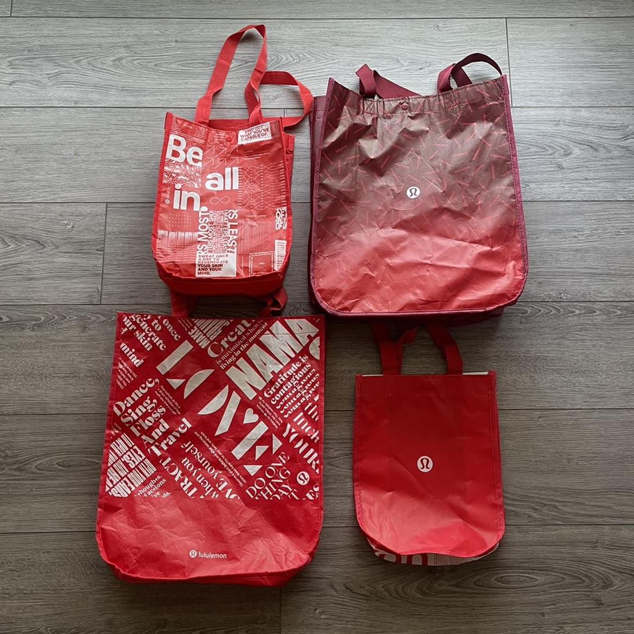 Lululemon Women's Red and White Bag | Depop