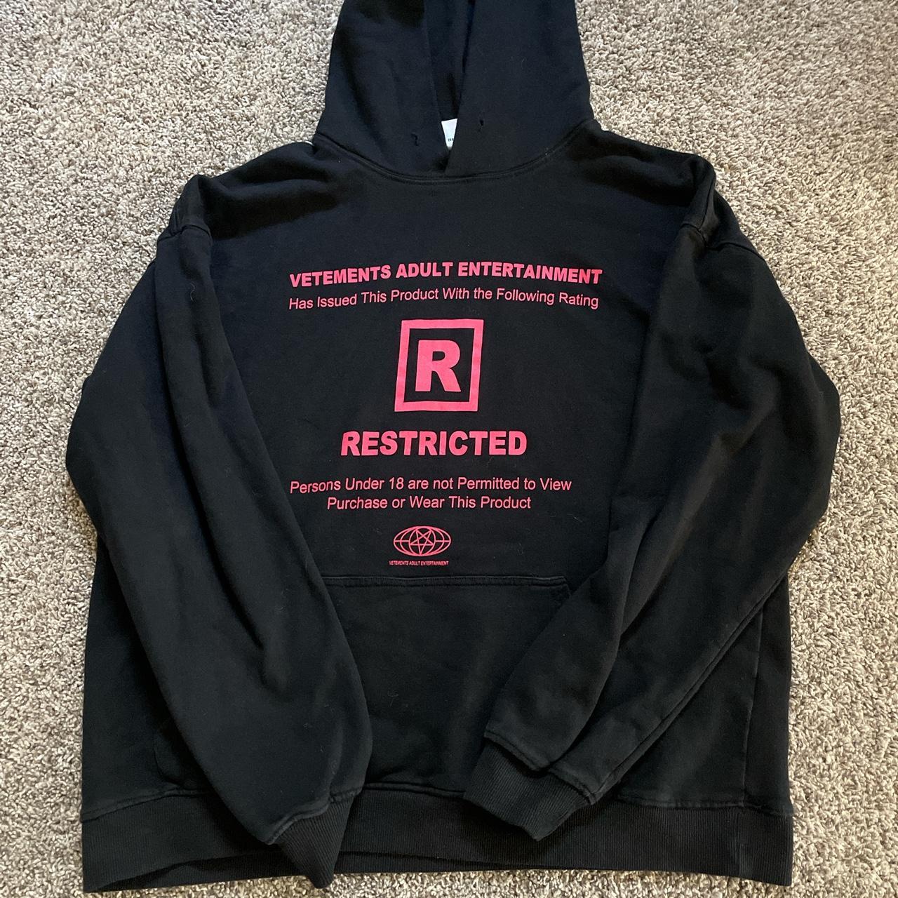 RARE VETEMENTS HOODIE ( ADULT ENTERTAINMENT... - Depop