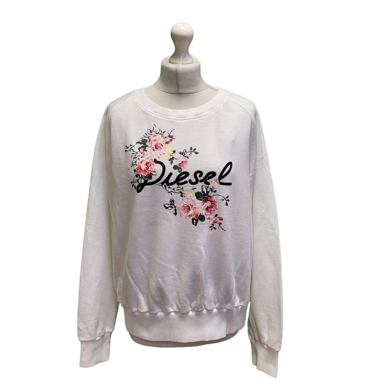 Women's Diesel White Floral Long Sleeve Sports... - Depop