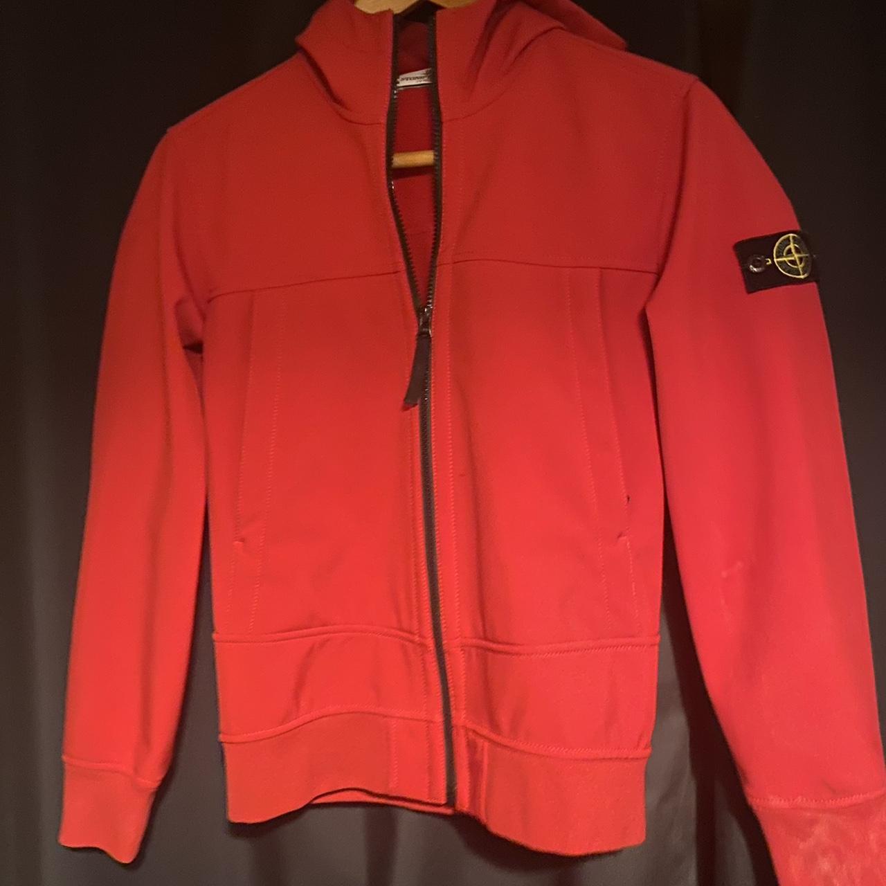 red stone island jacket size juniors 12 - Depop