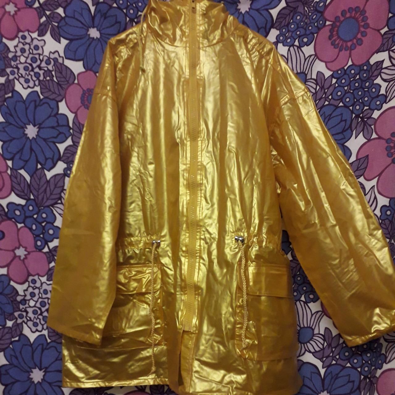 84. Vintage festival yellow raincoat jacket by... - Depop