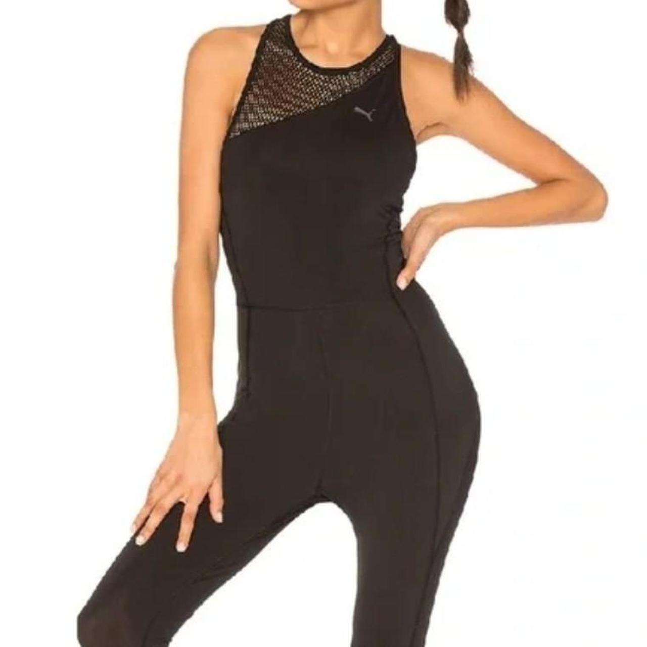 Puma black athleisure jumpsuite size... - Depop