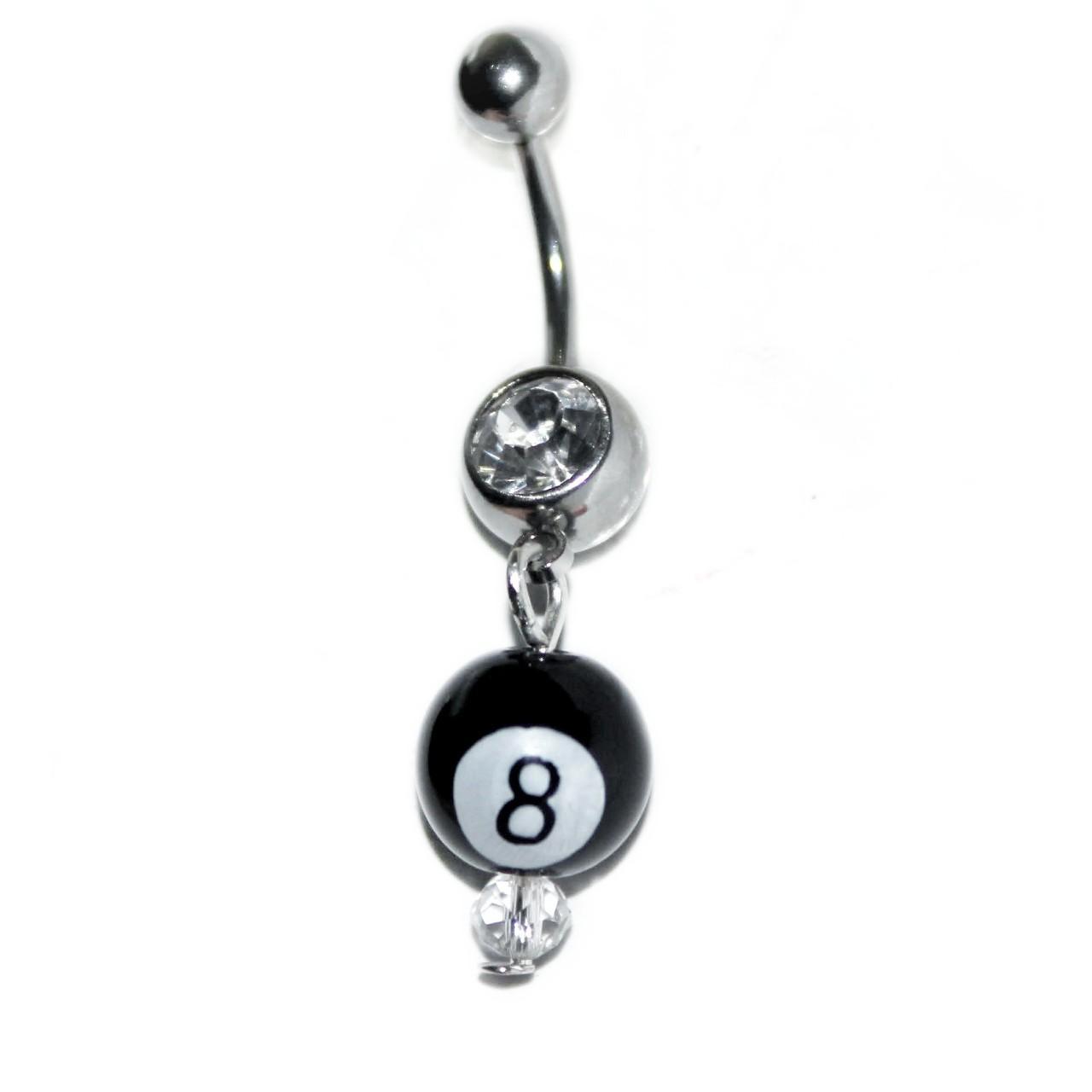 Magic 8 ball belly ring Silver barbell with black... - Depop