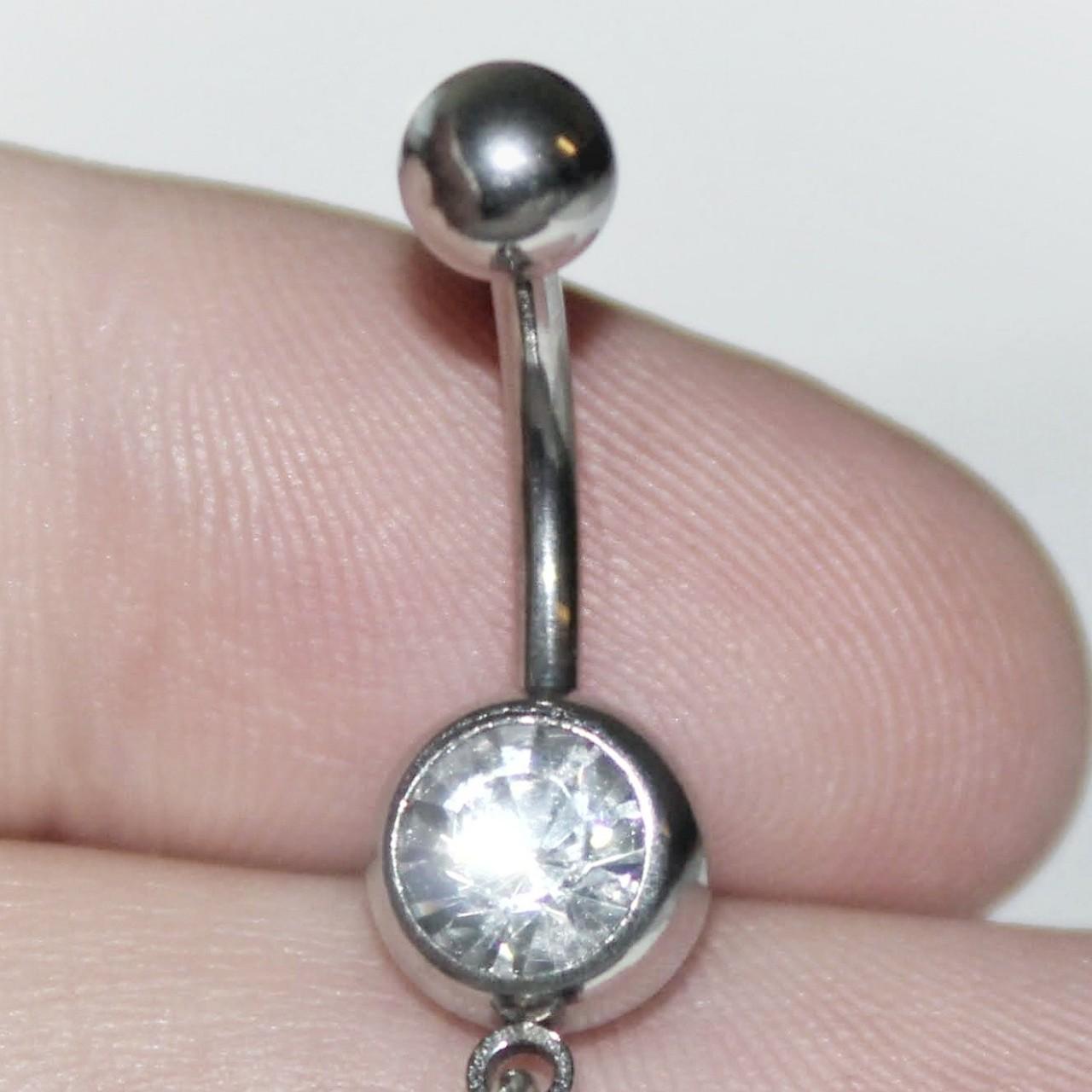 Magic 8 ball belly ring Silver barbell with black... - Depop
