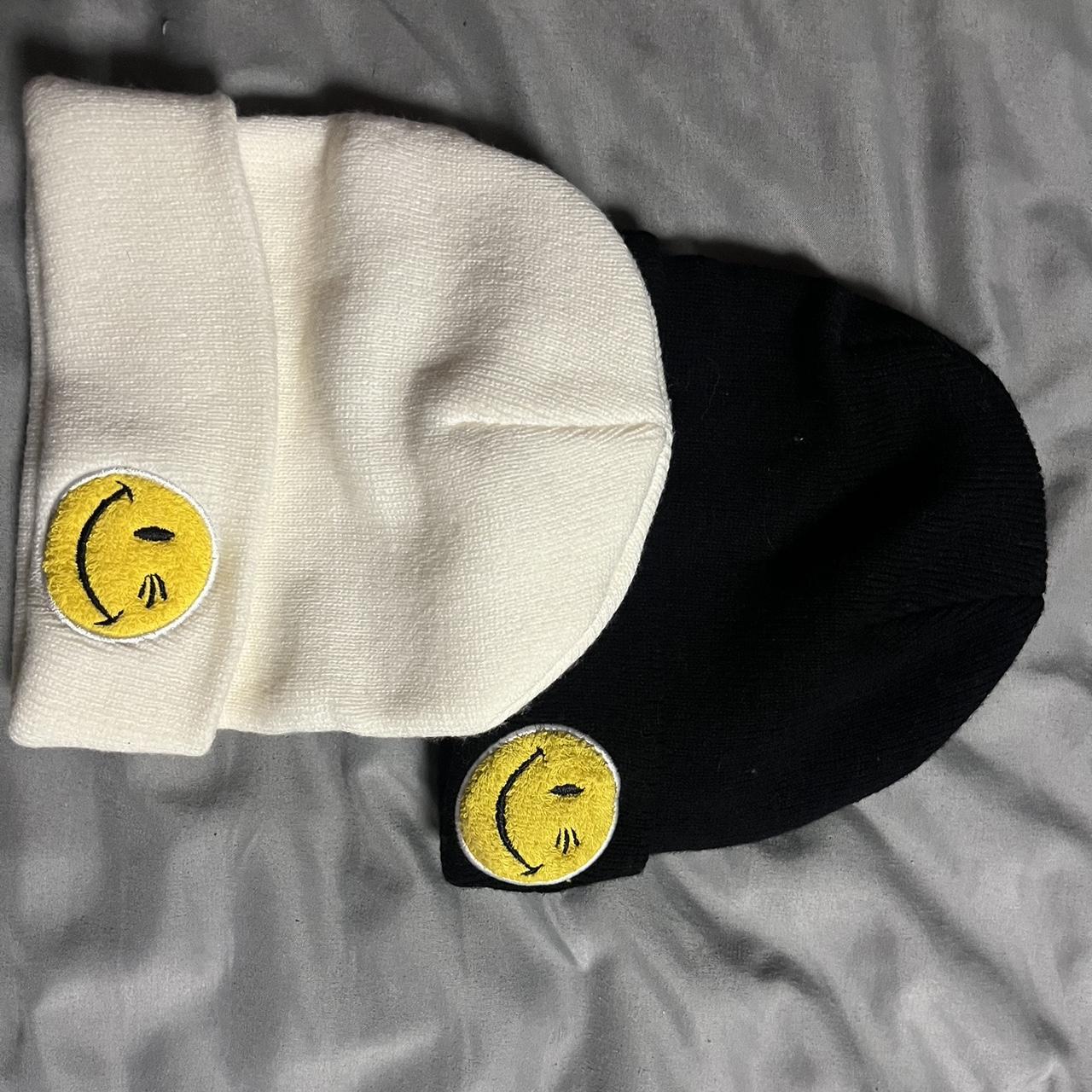Joe Boxer white and black smiley beanies both never... - Depop