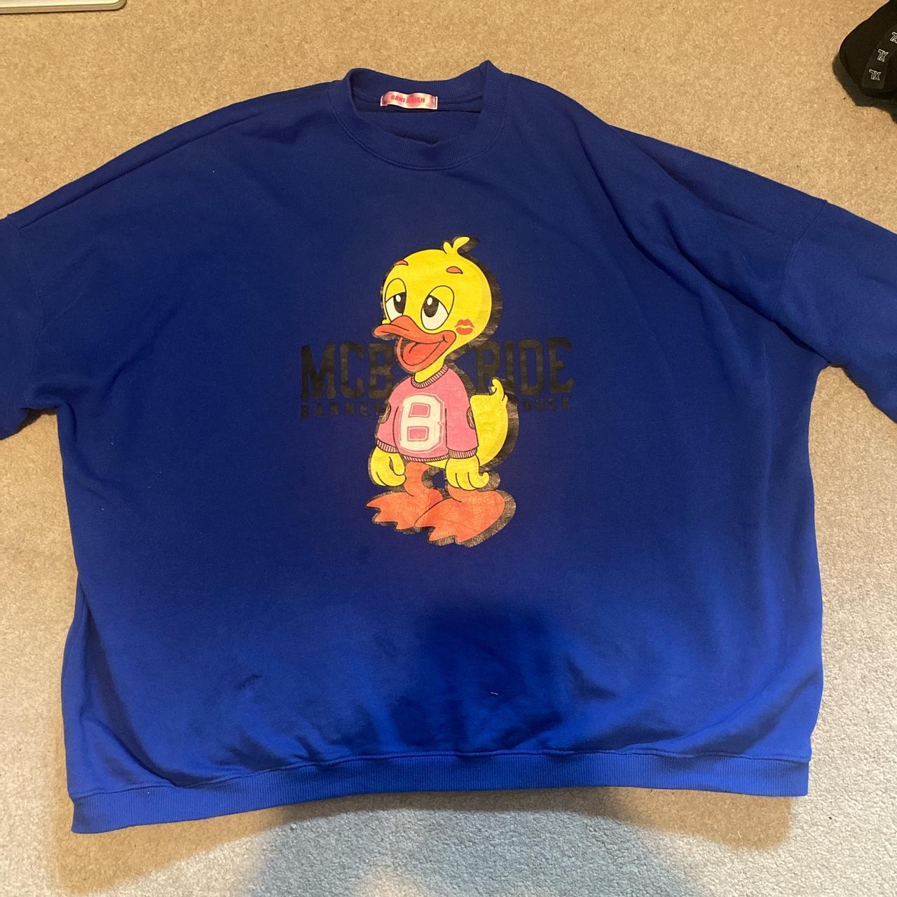 baggy fitting graphic jumper cool graphic barney... - Depop