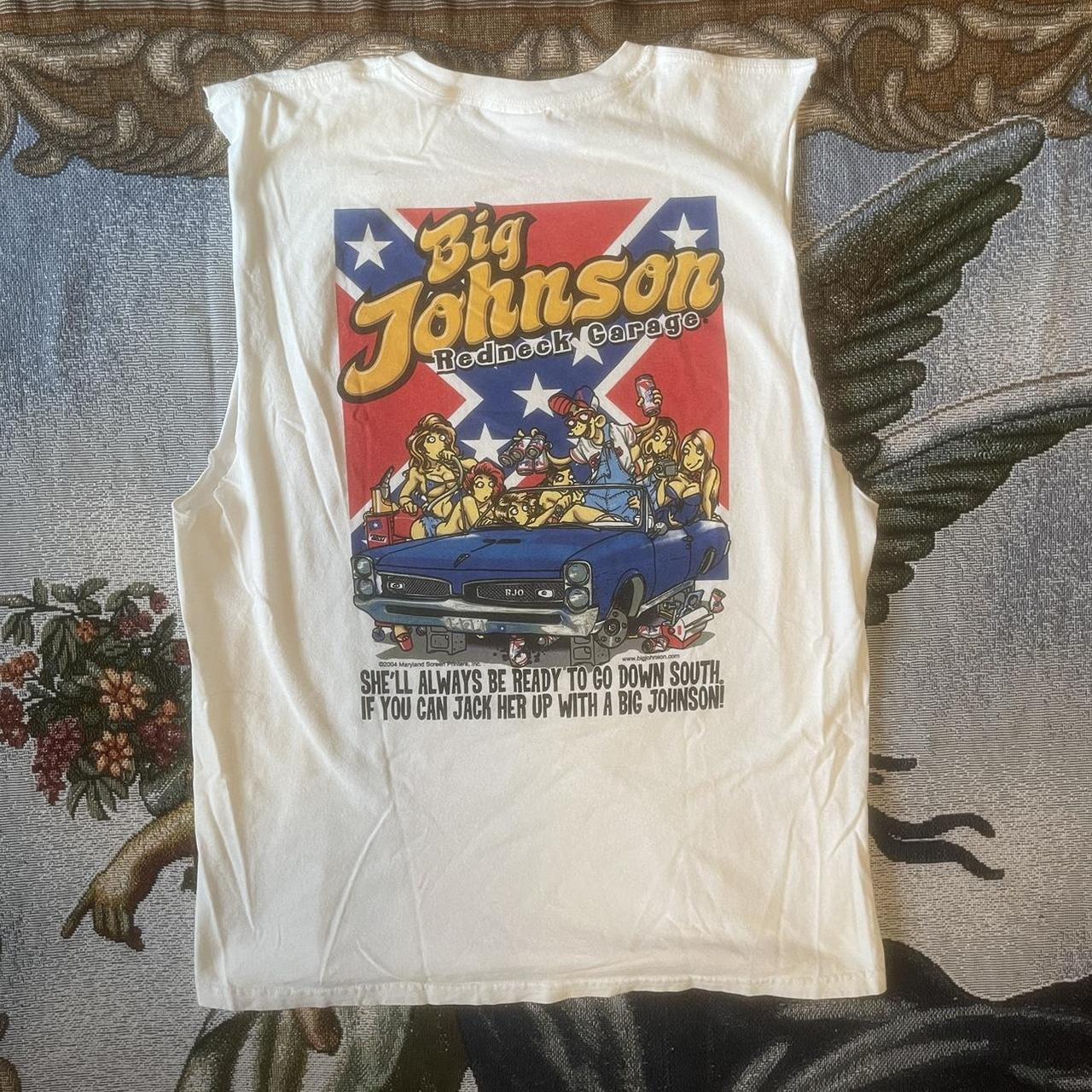Vintage 2004 Big Johnson Redneck Garage Sleeveless... - Depop