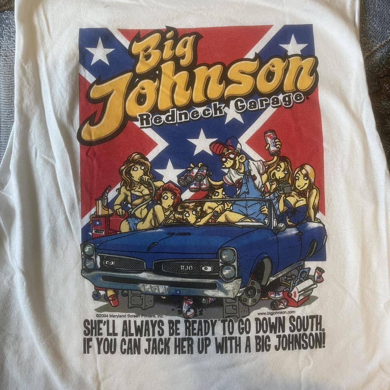 Vintage 2004 Big Johnson Redneck Garage Sleeveless... - Depop