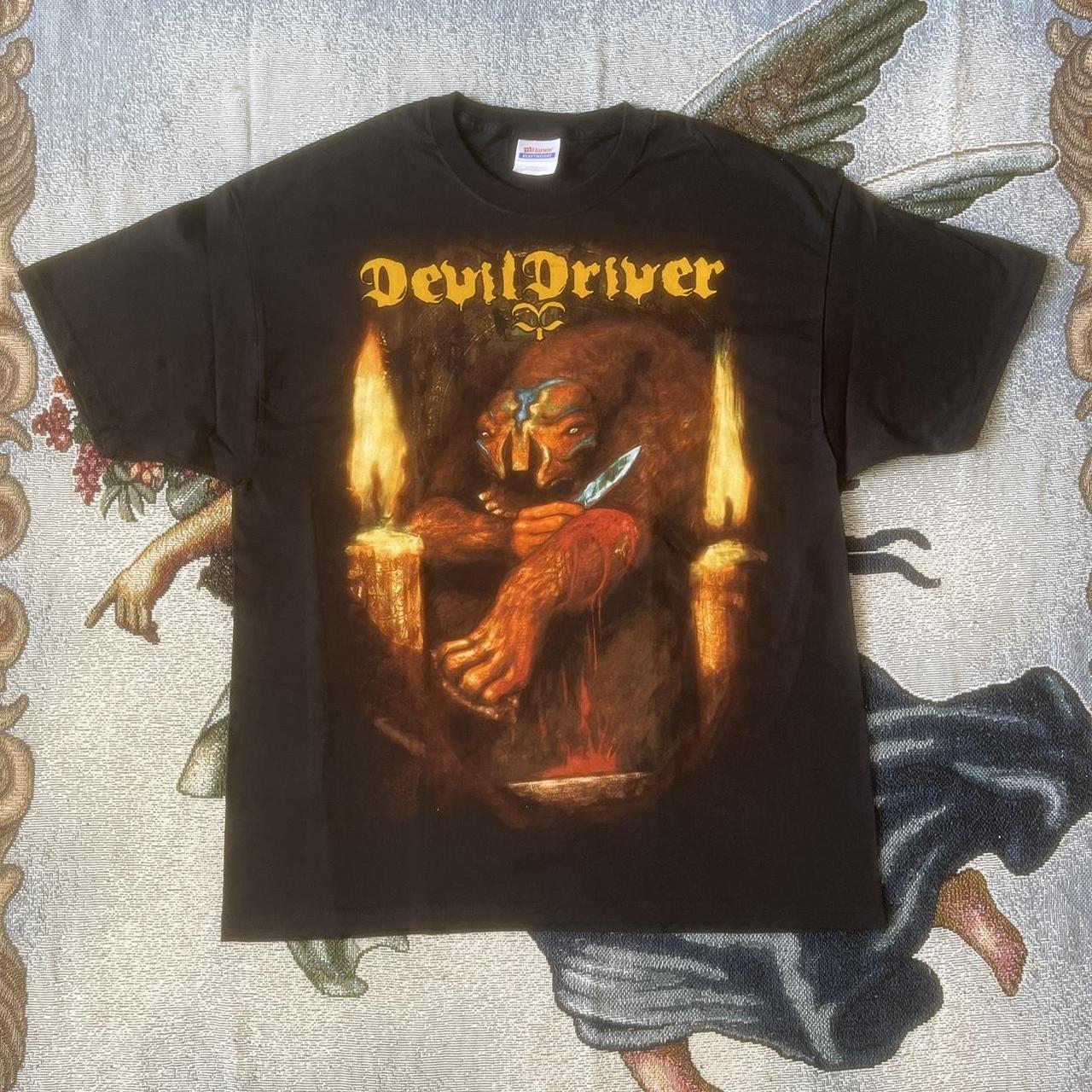 Vintage Y2K Devil Driver Tee - Size XL 29.5x21.5 - Depop