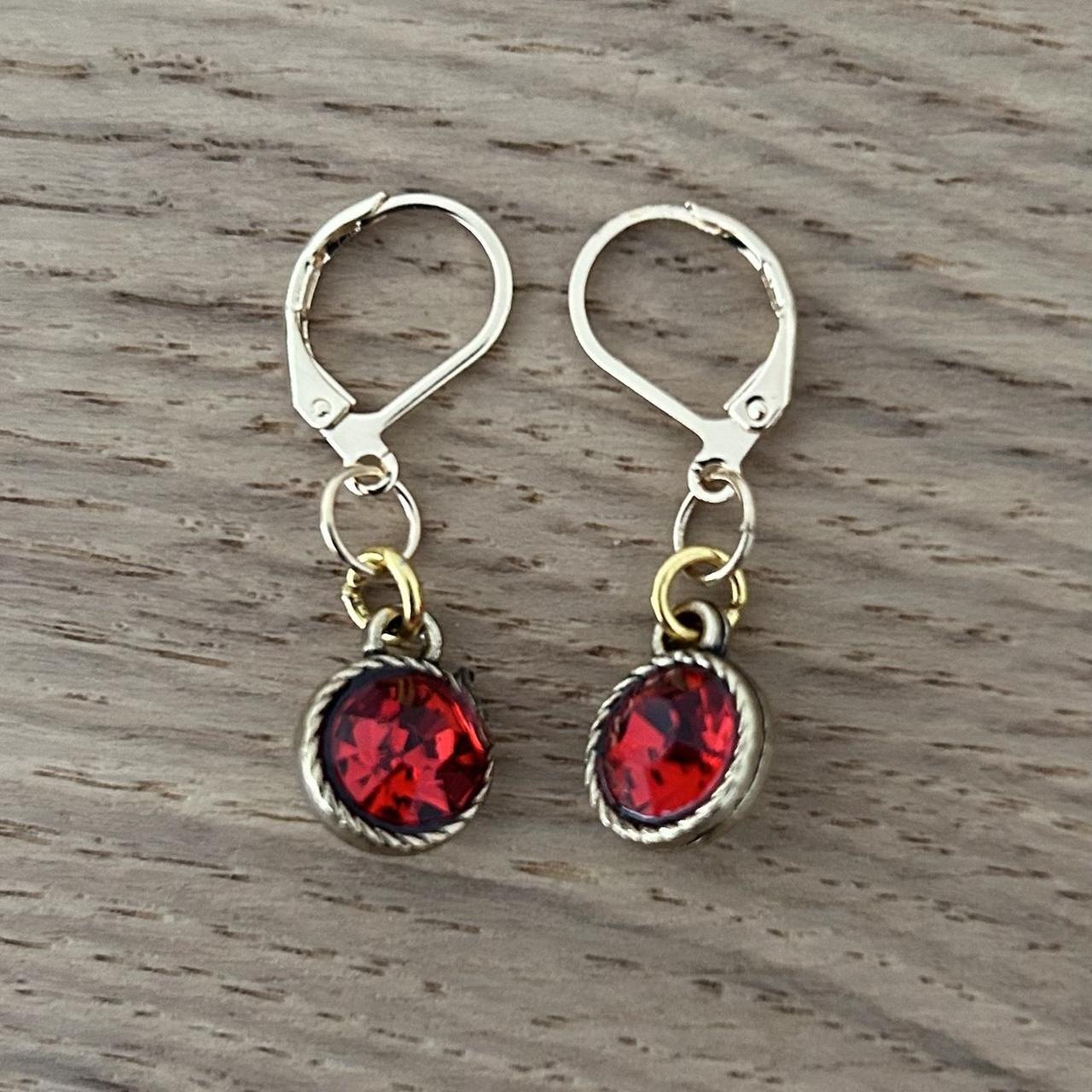 Brand new round red crystal beaded dangle earrings. ... | Depop