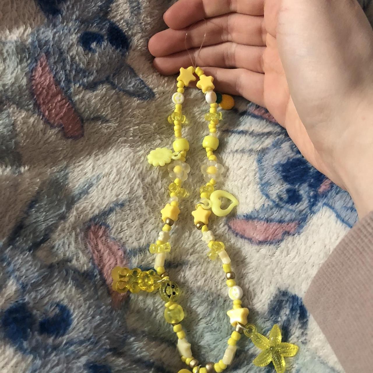 Y2K handmade yellow phone charm / phone strap... - Depop