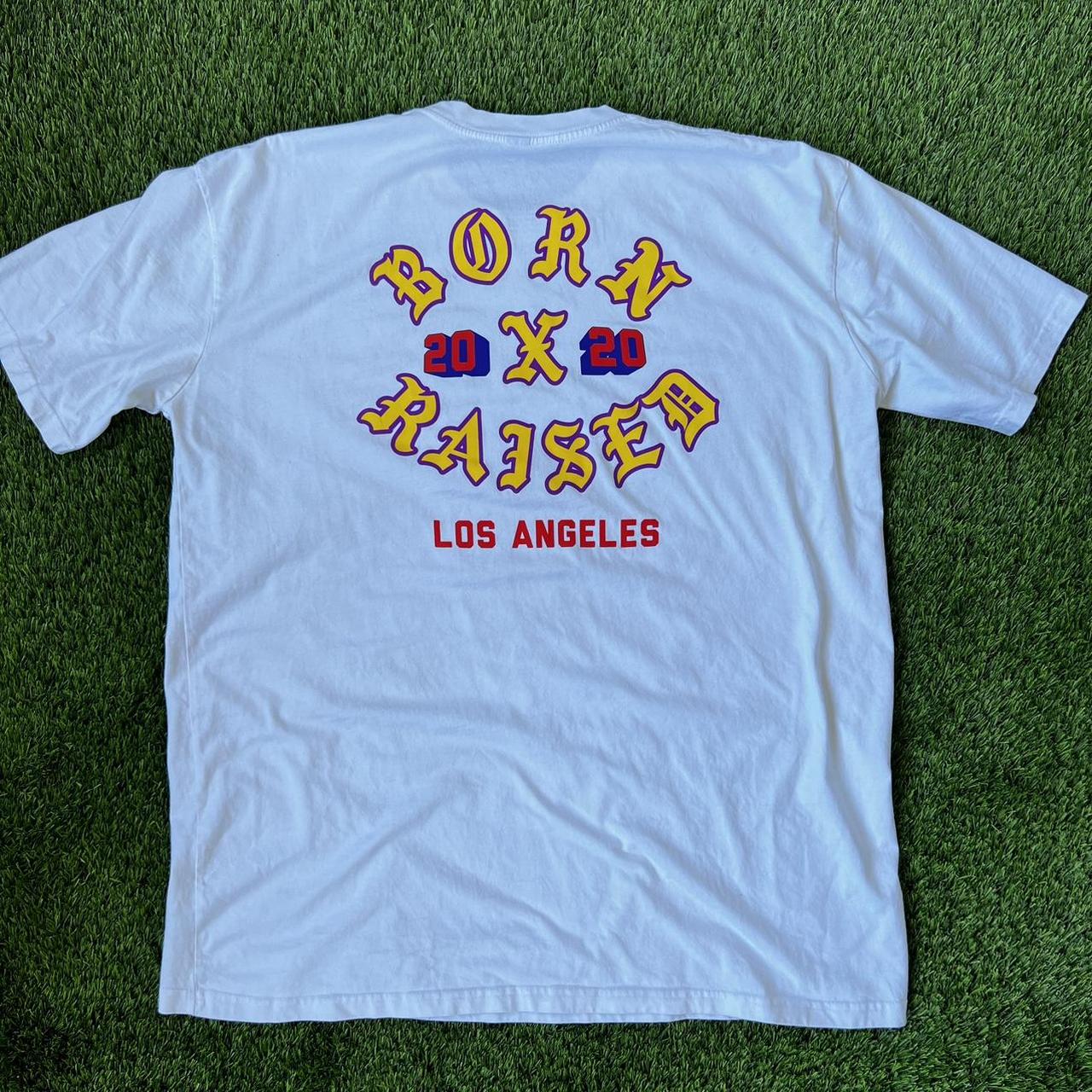 Born x Raised Men's White and Red T-shirt | Depop