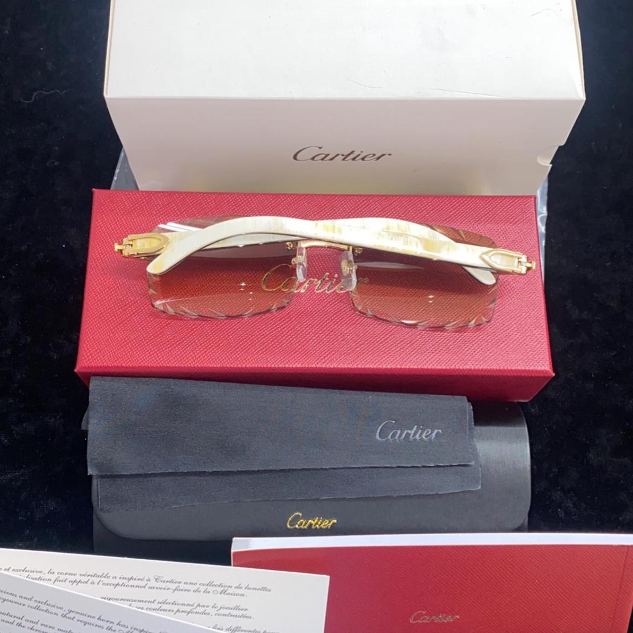Cartier Men's White and Cream Sunglasses | Depop