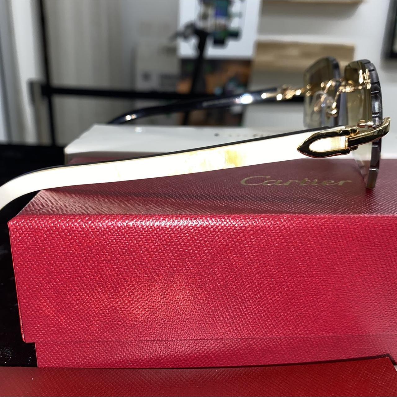 Cartier Men's White and Cream Sunglasses | Depop