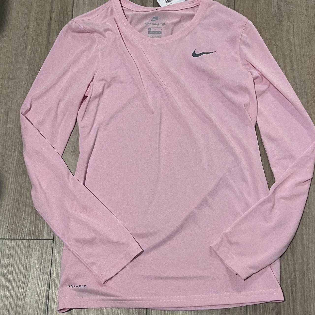 brand new medium Nike Dri-Fit pink long sleeve top... | Depop