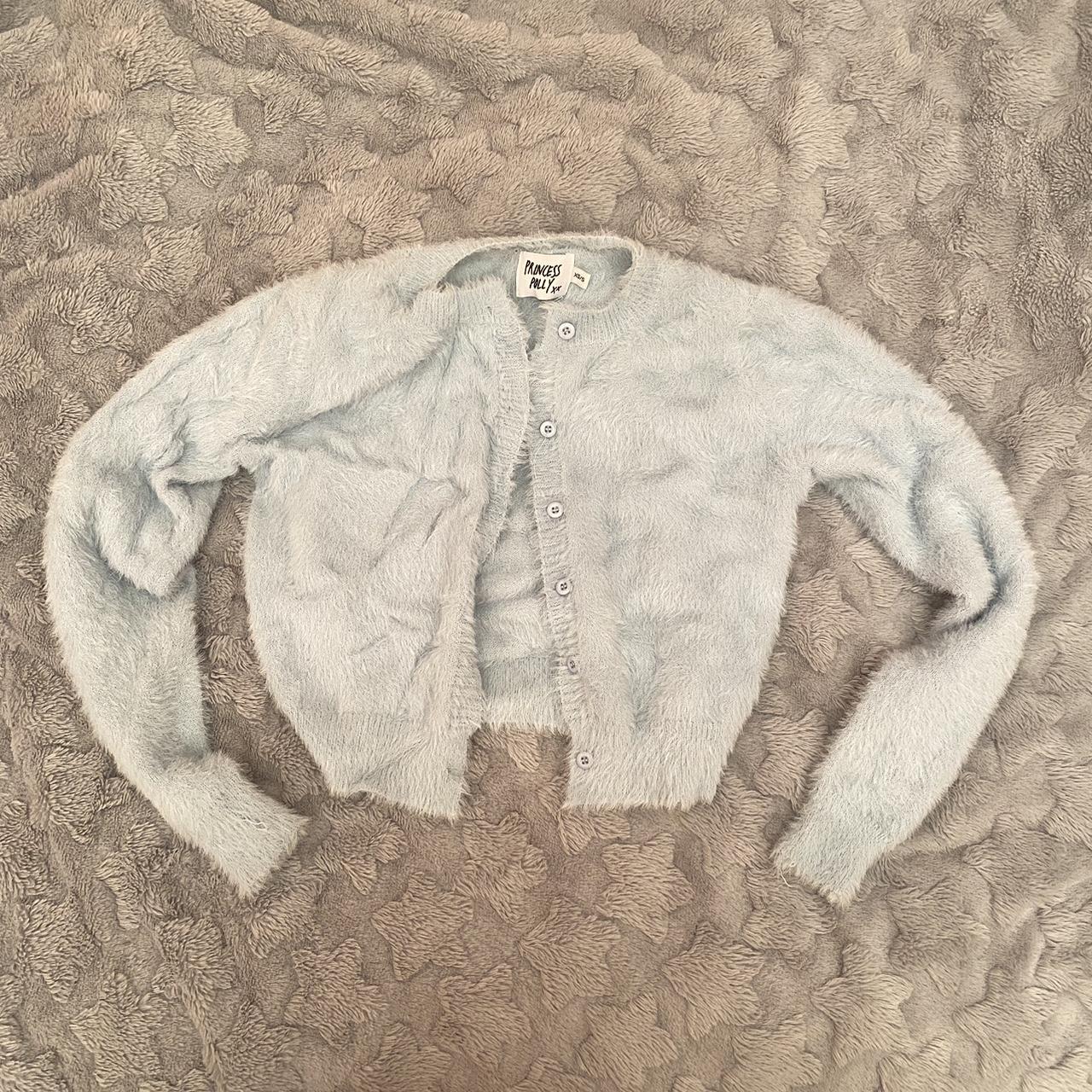 princess prolly fluffy blue crop cardigan - rly... - Depop