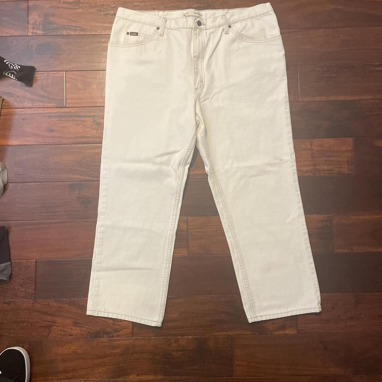 Vintage super nice LEE pants size 42/34 White with... - Depop