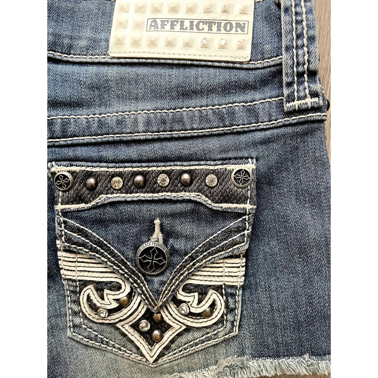 Affliction Women's Blue Shorts | Depop