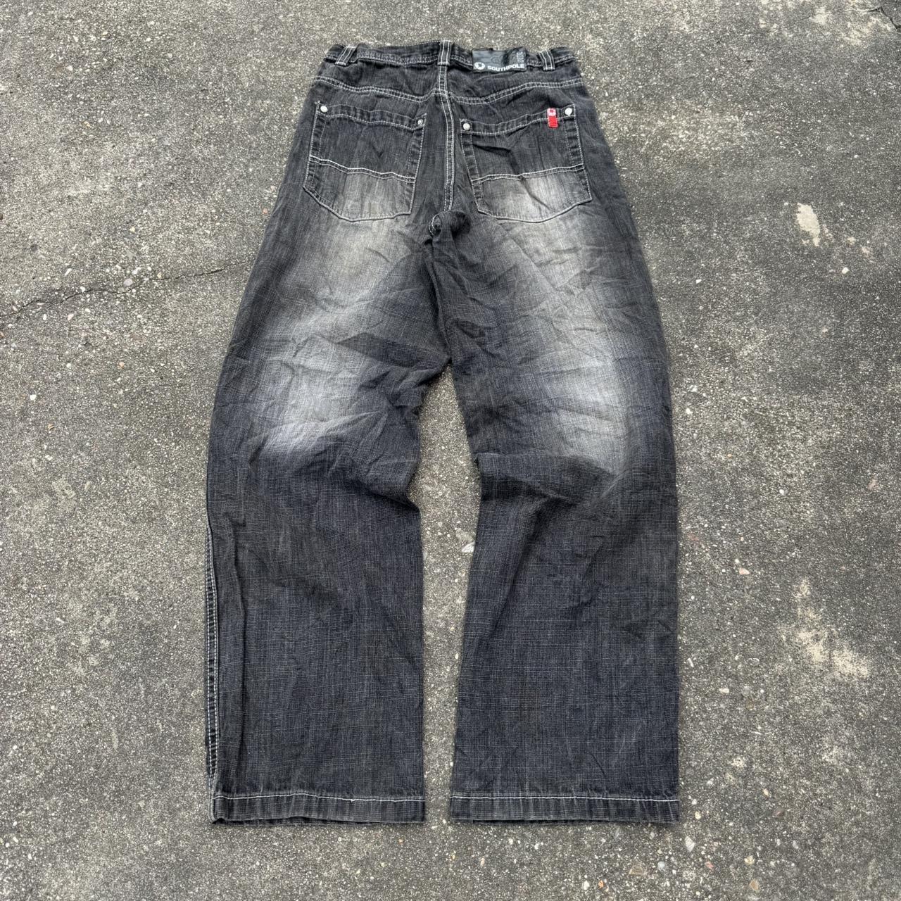 Y2K 2000s Red Tab SouthPole black Faded Kids Jeans... | Depop