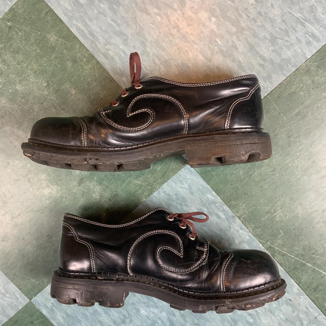 👽 90s John Fluevog Angel black leather oxfords with... - Depop