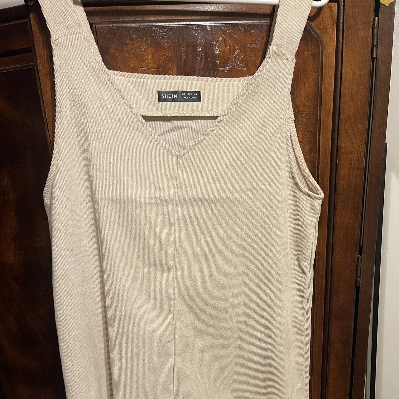 SHEIN Women's Tan and Cream Dress | Depop