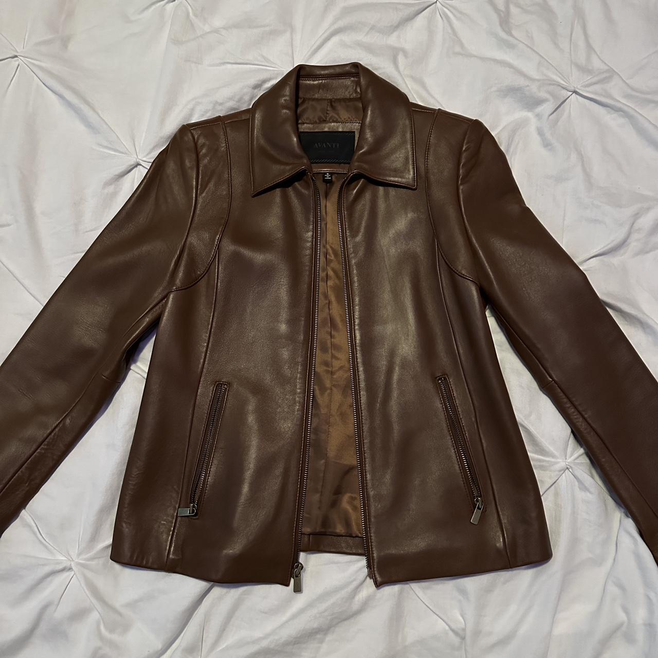 Brown Genuine Leather jacket Women’s vintage... - Depop
