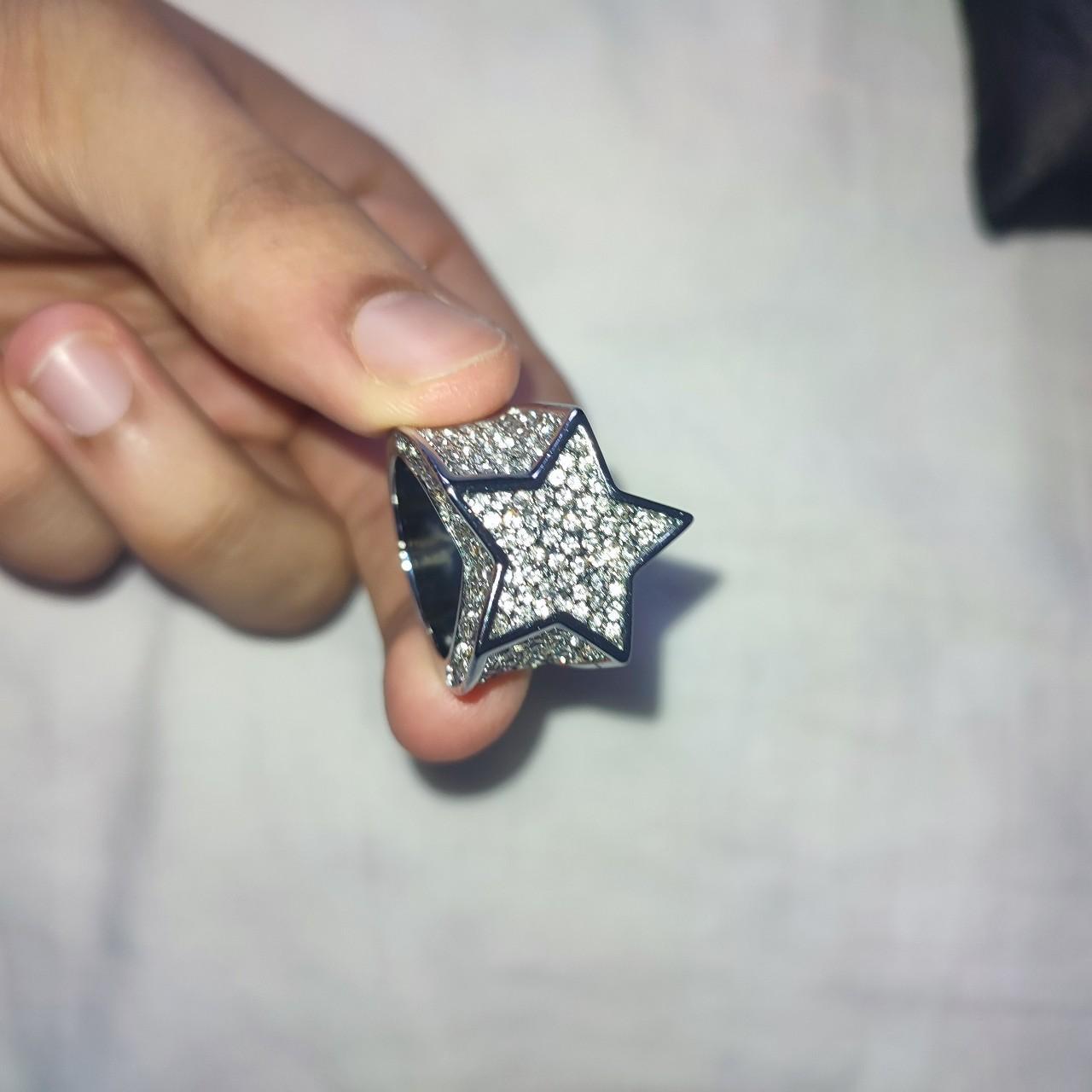 Iced Out Star Ring Excellent condition Worn Once... - Depop