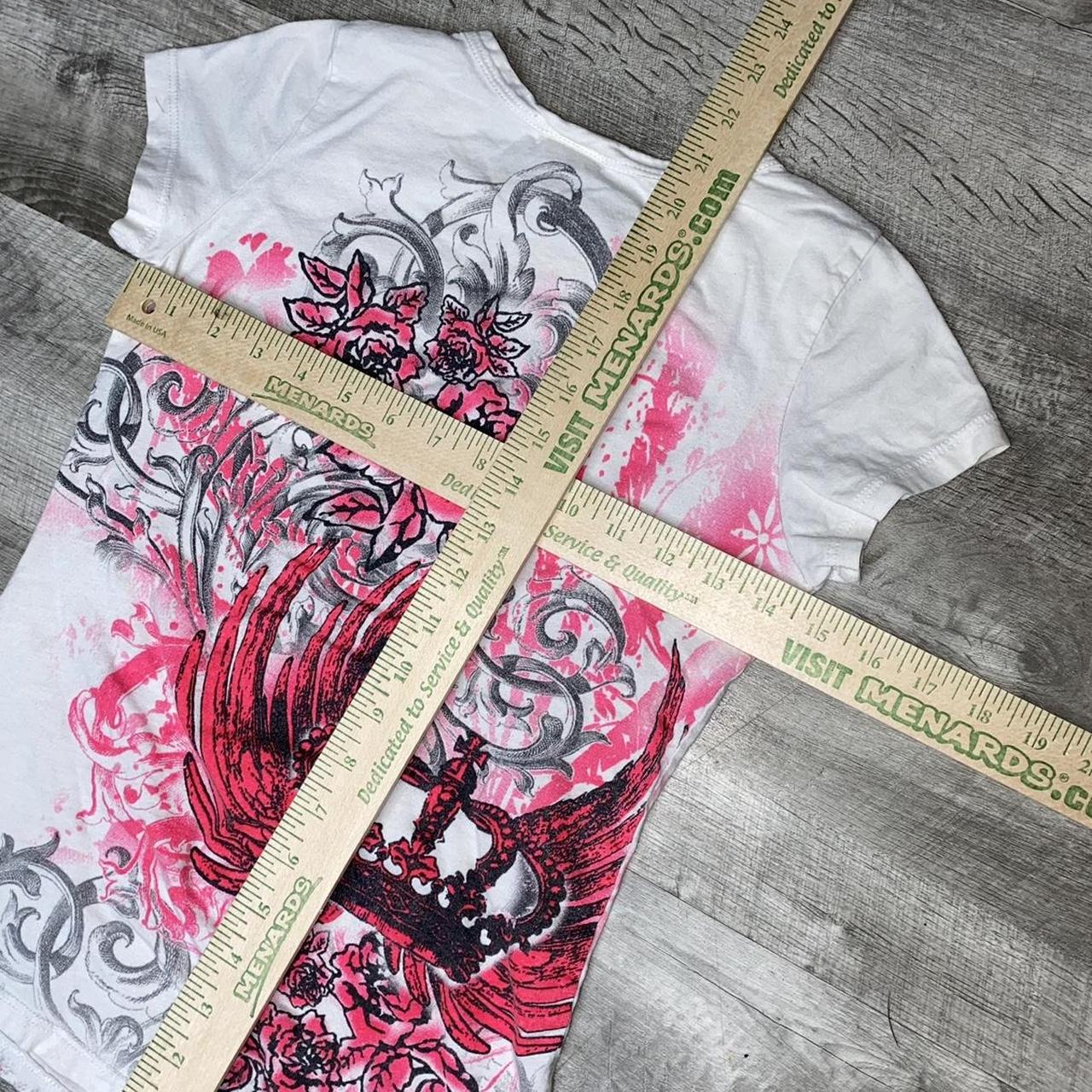 Vintage Cyber Y2K Affliction style T-shirt... - Depop