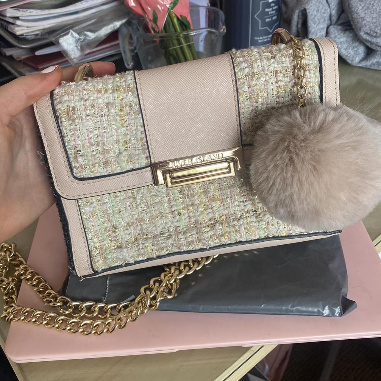 Very cute pink tweed crossbody bag from river... - Depop