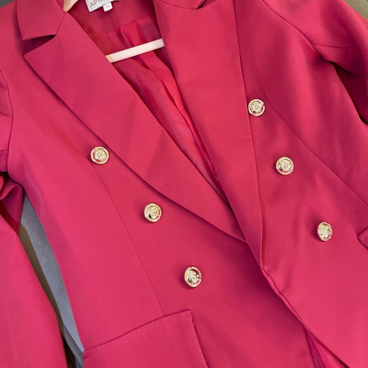 Pink blazer with gold buttons, from Apricot Trendy... - Depop