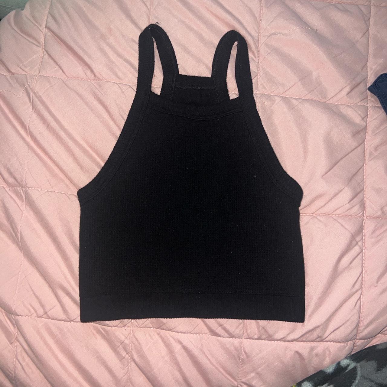 Black tight crop tank top. Fits xxs-s Open to offers! - Depop