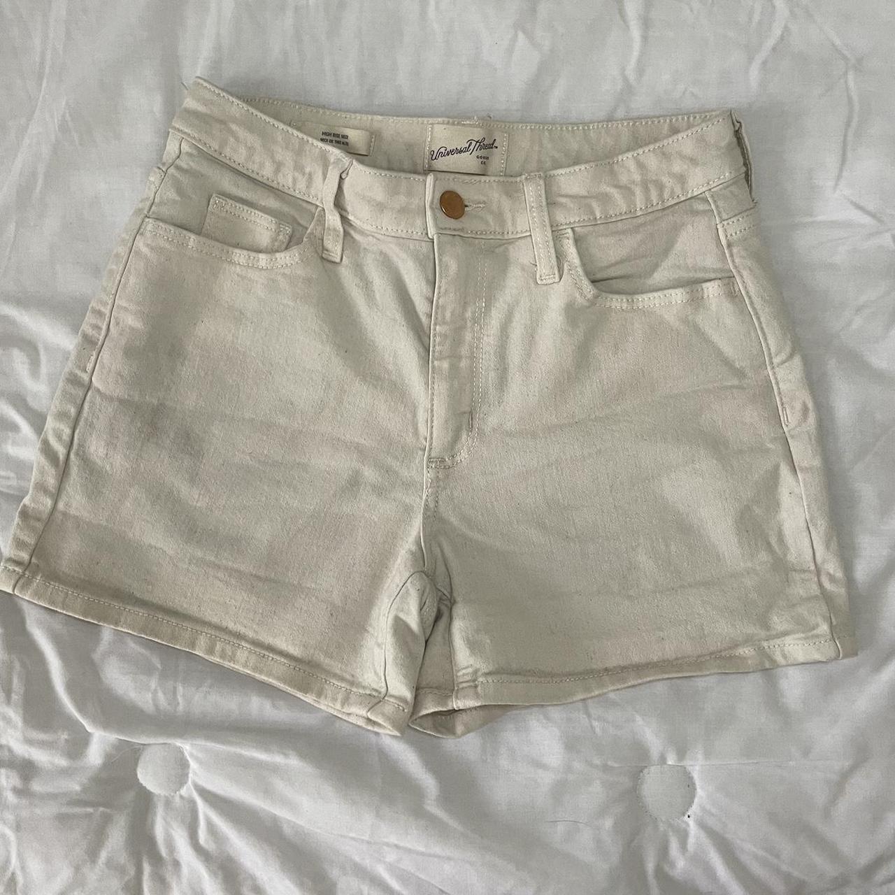 high rise cream shorts size: small/2/26 brand:... - Depop