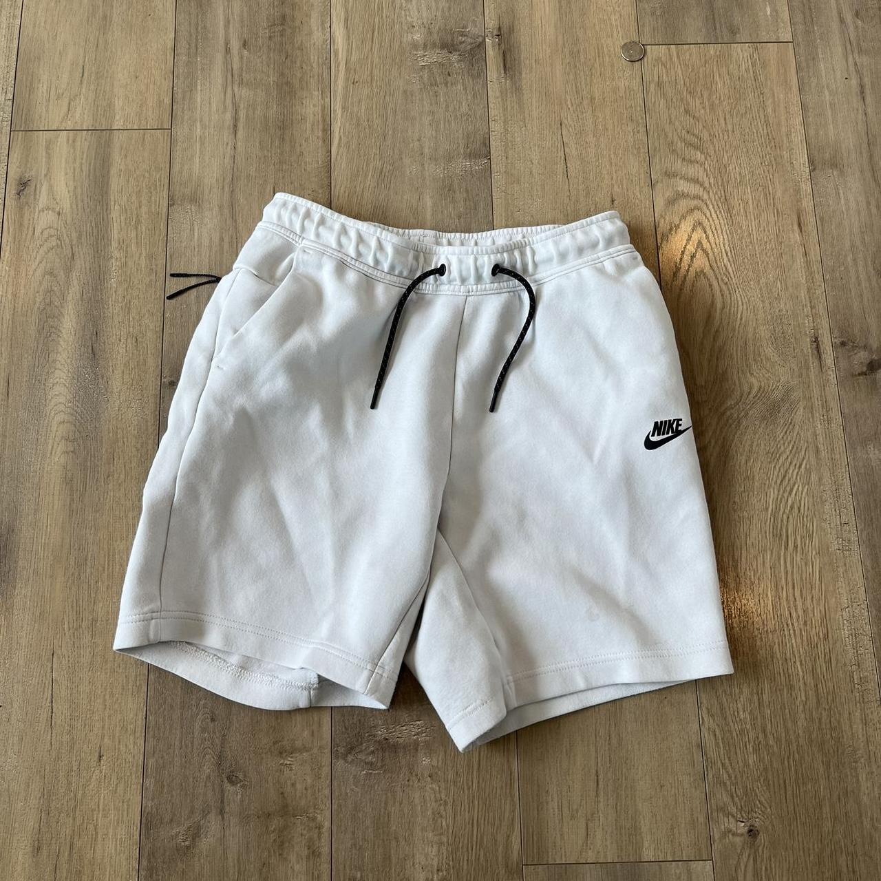 White Nike tech shorts Size-S Excellent condition... - Depop