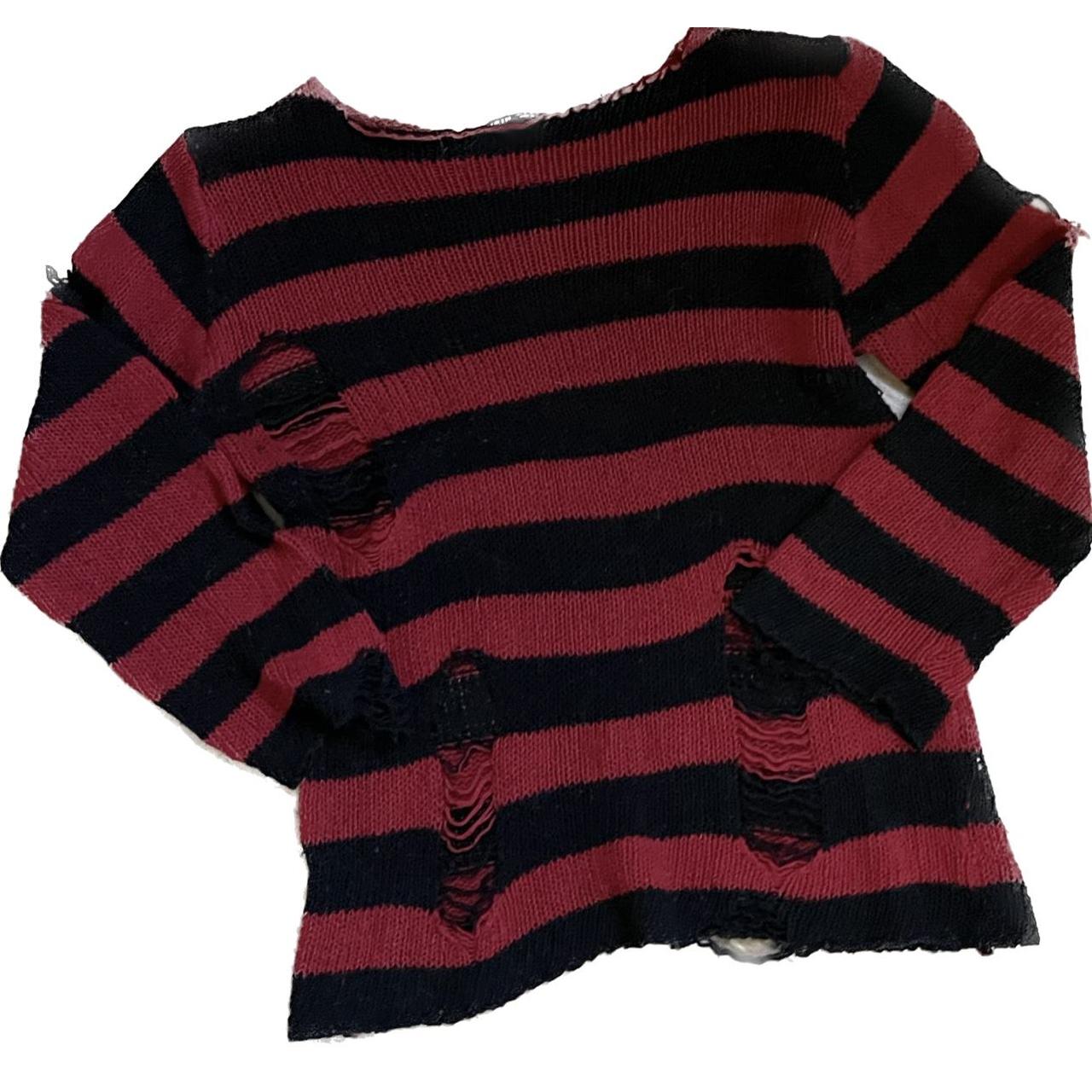 SHEIN distressed striped sweater Women’s size M,... - Depop