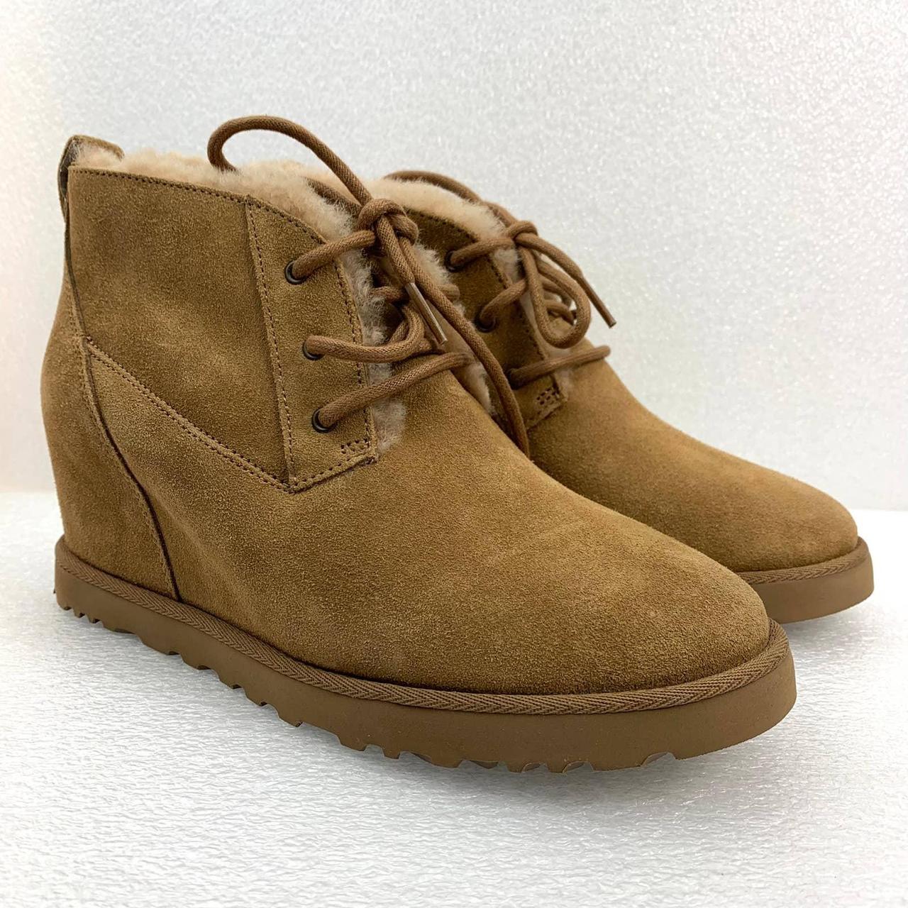 UGG Classic Suede Wedge Ankle Boot in Tan /... - Depop