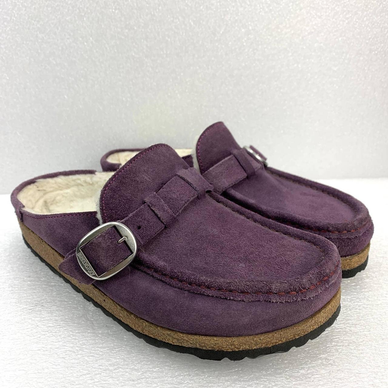 Birkenstock Women's Purple and Cream Clogs | Depop