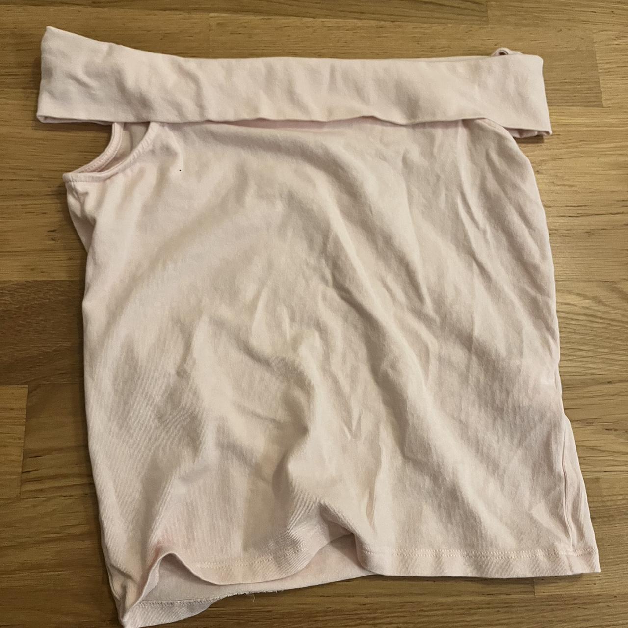 subdued baby pink off shoulder top size medium worn... - Depop