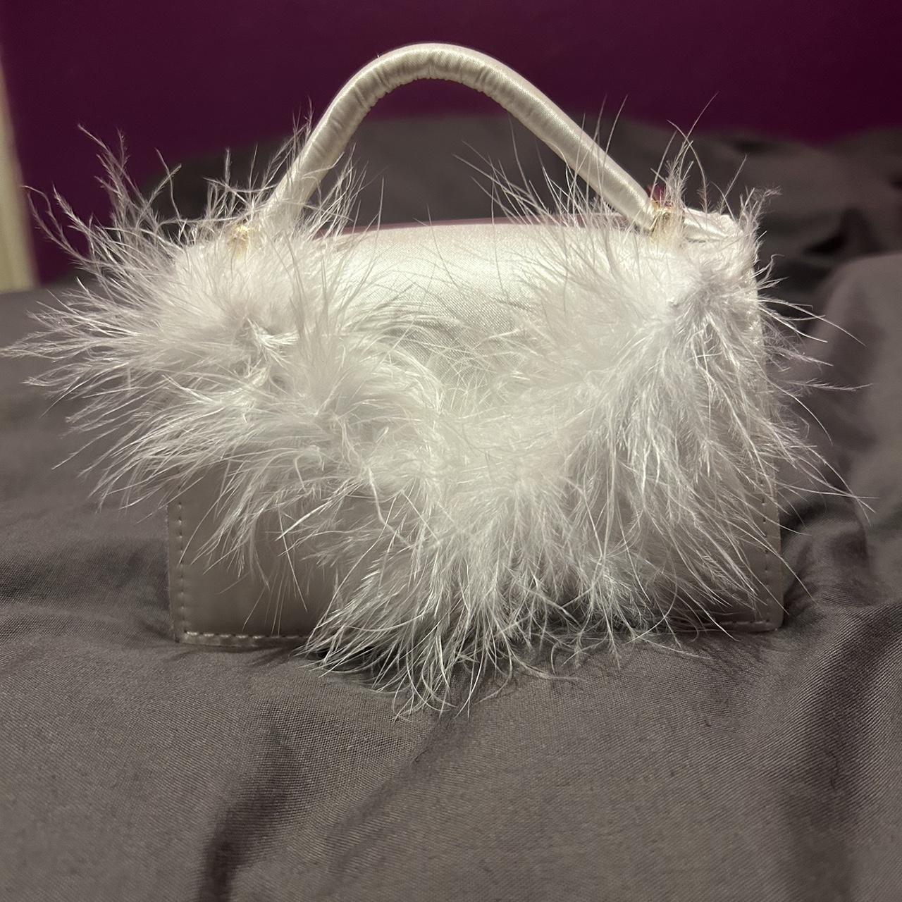 WHITE FLUFFY MINI BAG PURCHASED FROM PLT - Depop
