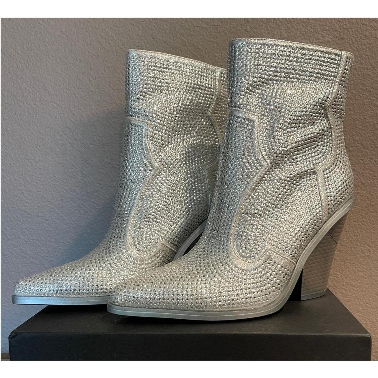 Azalea Wang Soulard Rhinestone Bling Cowgirl Booties... - Depop