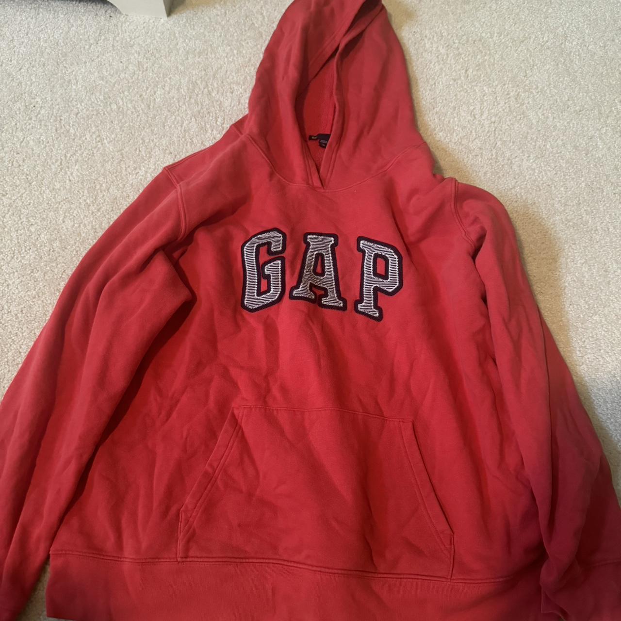 Red GAP hoodie, perfect condition size XL. Super... - Depop