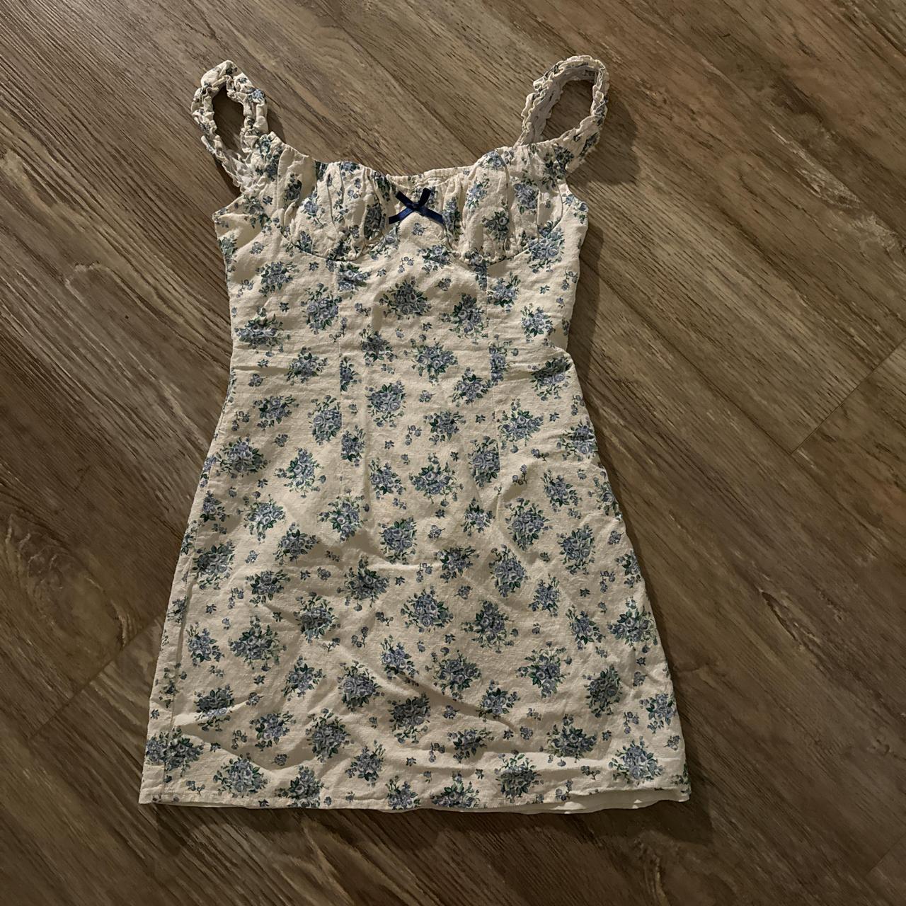 cider blue and cream dress size: small i wore it... - Depop