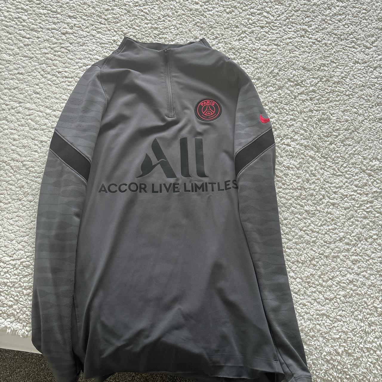 Grey PSG Nike Dri-fit tracksuit top message before... - Depop
