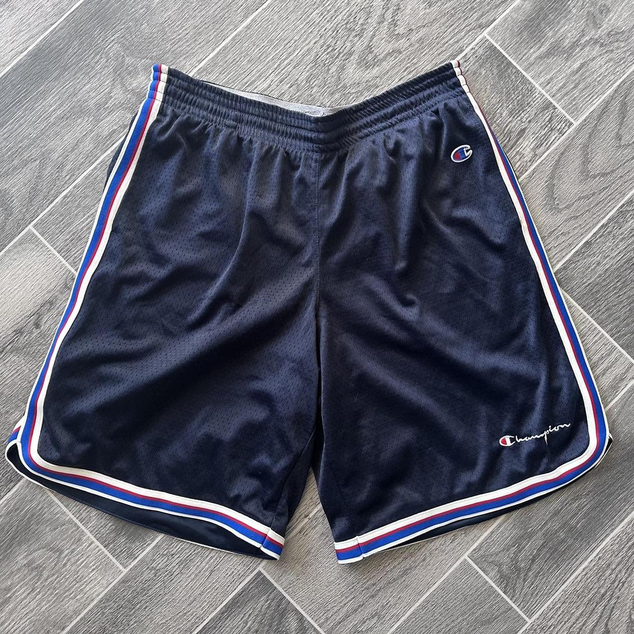 Champion mesh basketball shorts with red white blue... - Depop